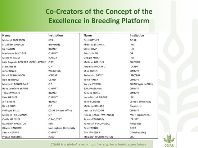 CGIAR Platform on Excellence in Breeding | PPT