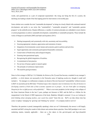 Excellence sustainability and the bottom of pyramid paradigm | PDF