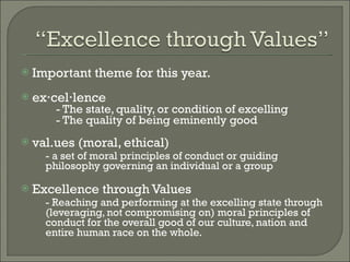 Excellence Through Values | PPT