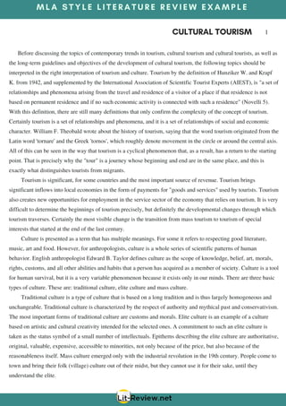 Excellent MLA Style Literature Review Example | PDF