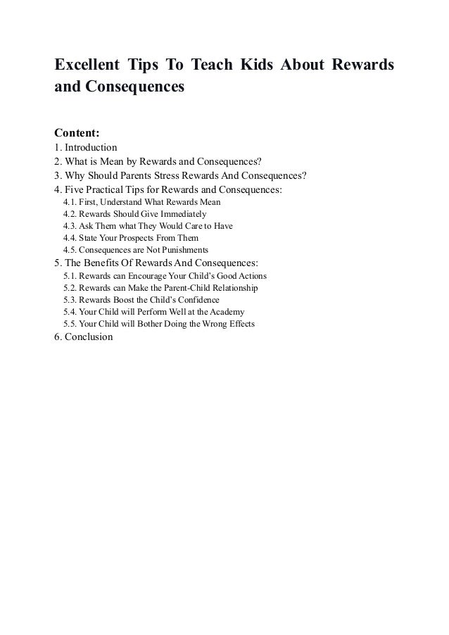 Excellent Tips To Teach Kids About Rewards and Consequences | PDF