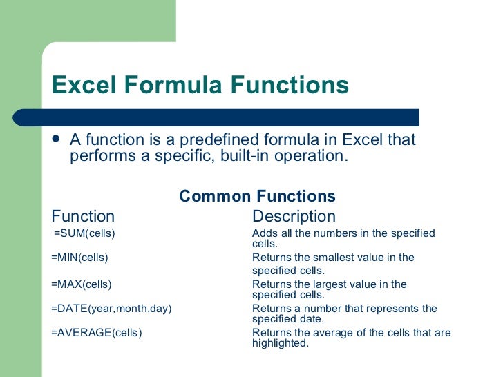 Excel lesson formulas and functions