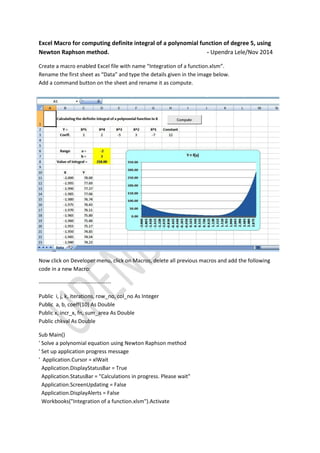 Excel macro for integration of a function | PDF
