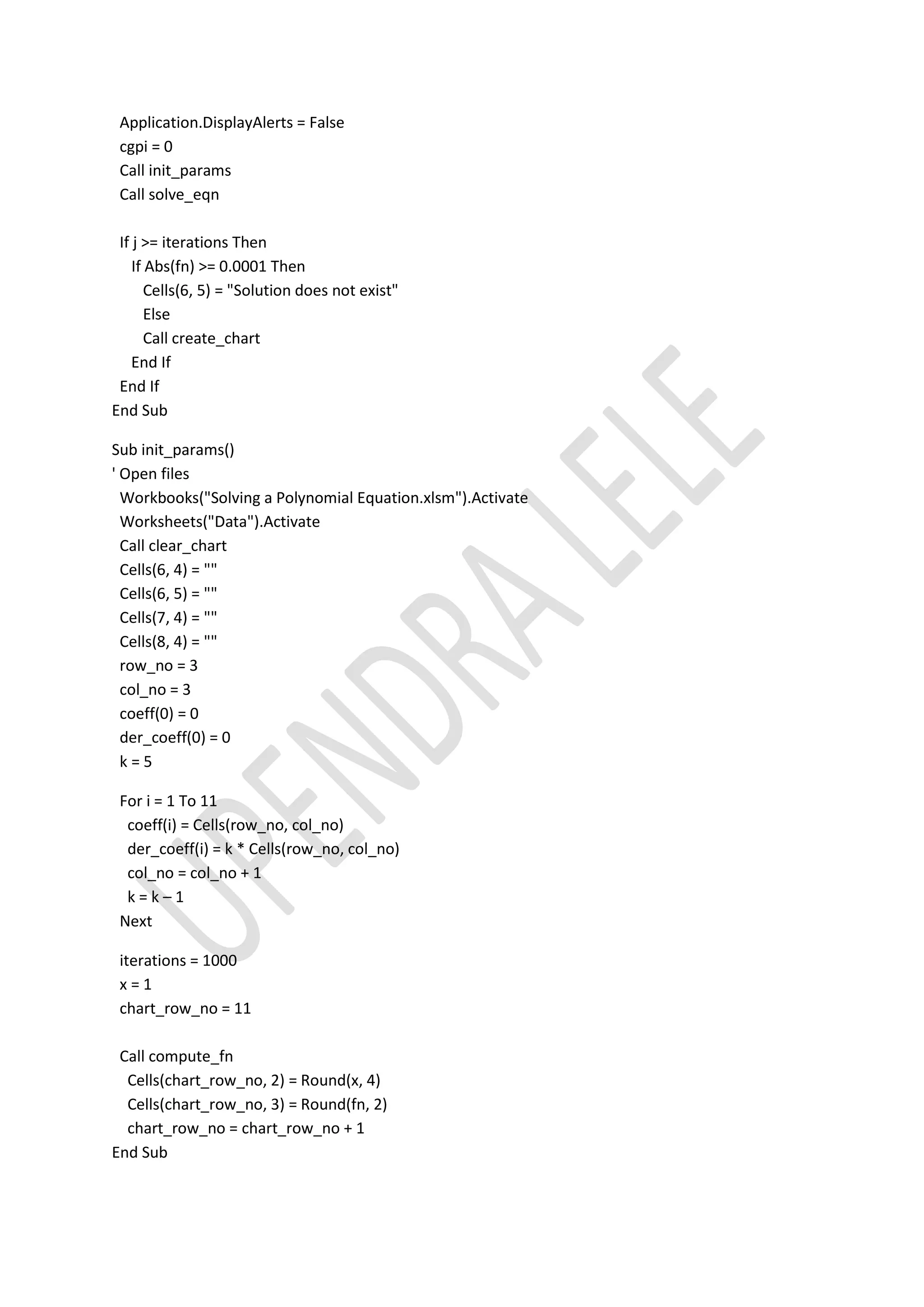 Excel Macro For Solving A Polynomial Equation Pdf Free Download 