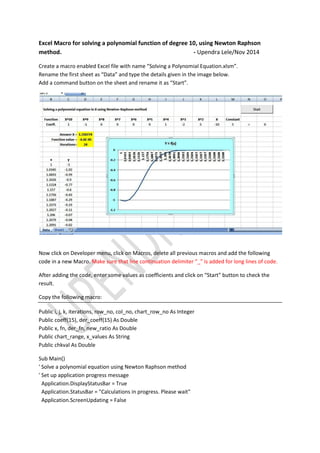 Excel macro for solving a polynomial equation | PDF