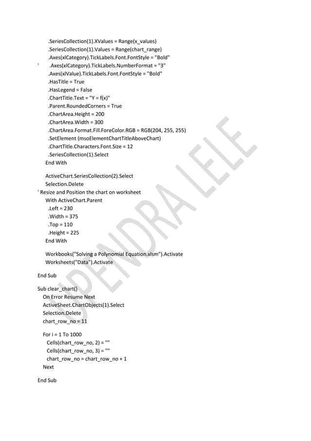 Excel macro for solving a polynomial equation | PDF