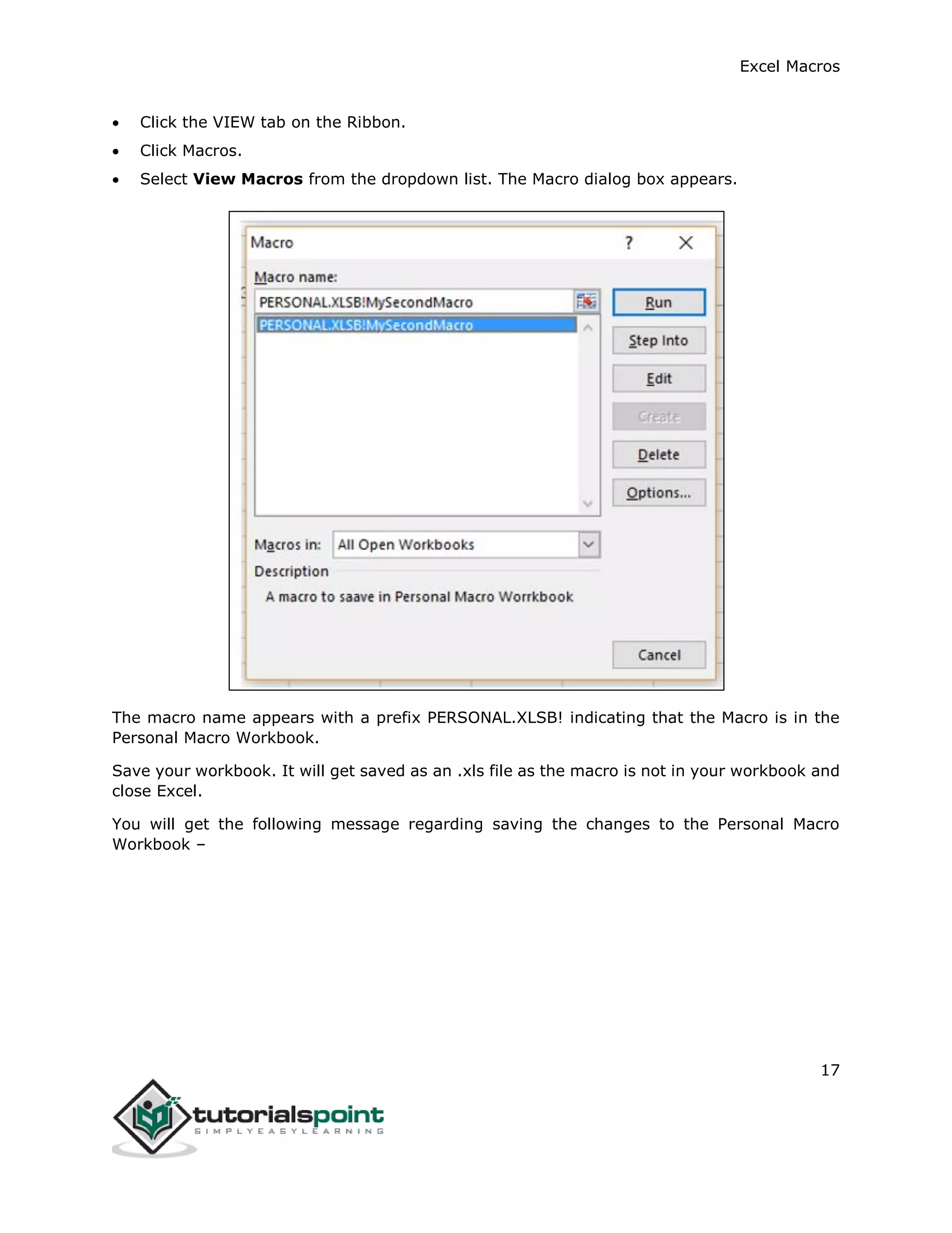 Excel Macros Tutorial Pdf