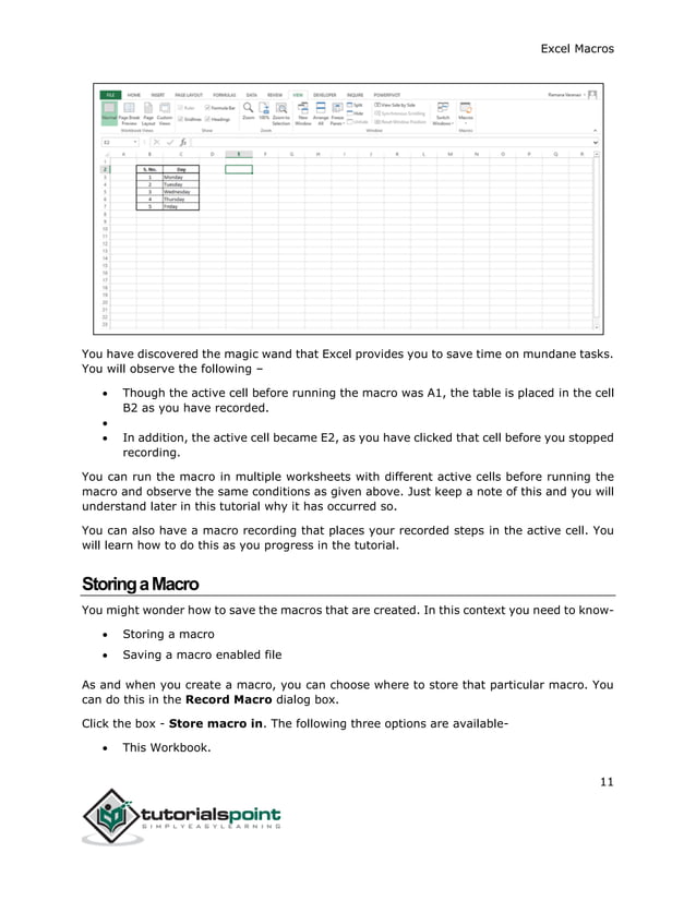 Excel macros tutorial | PDF