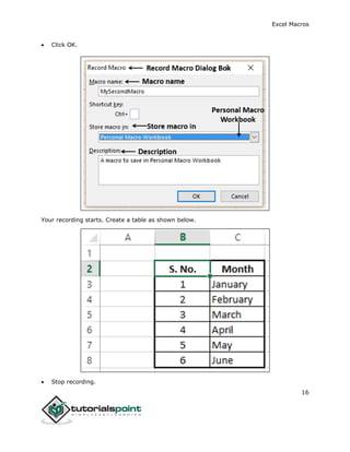Excel macros tutorial | PDF