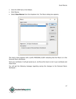 Excel macros tutorial | PDF