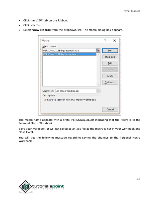 Excel macros tutorial | PDF