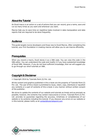 Excel macros tutorial | PDF