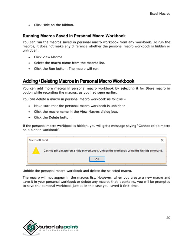 Excel Macros Tutorial Pdf