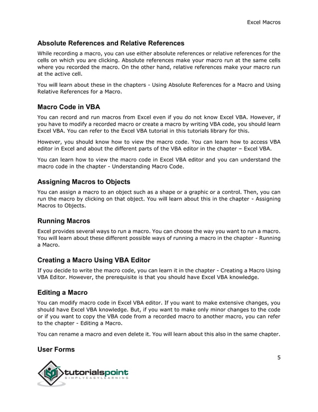 Excel Macros Tutorial Pdf
