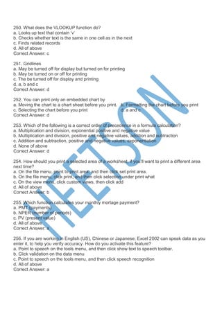 MS Excel MCQ Questions and Answers (Microsoft Office) | PDF | Computing | Technology & Computing