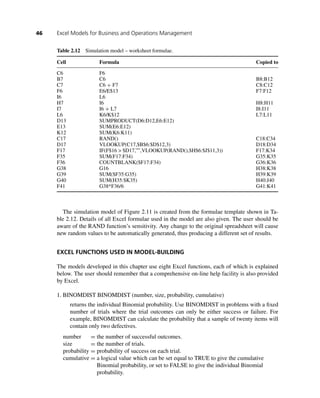 Excel models for business and operations management john f. barlow | PDF