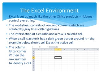 Excel module 1 PowerPoint | PPTX | Computer Software and Applications ...