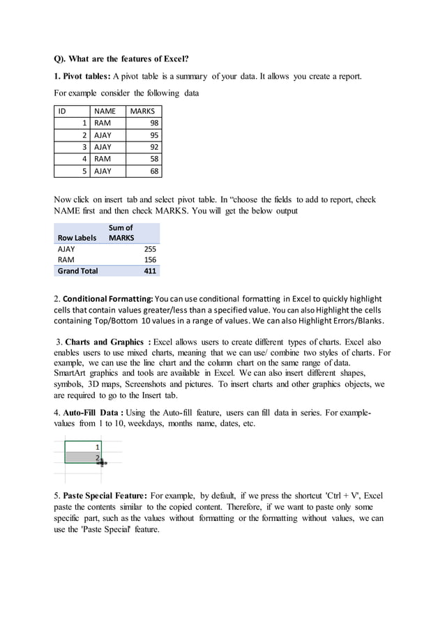 Excel notes | PDF