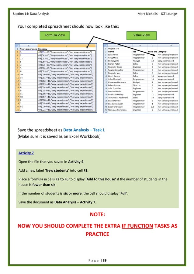 Data analysis in excel. Well documented notes | PDF