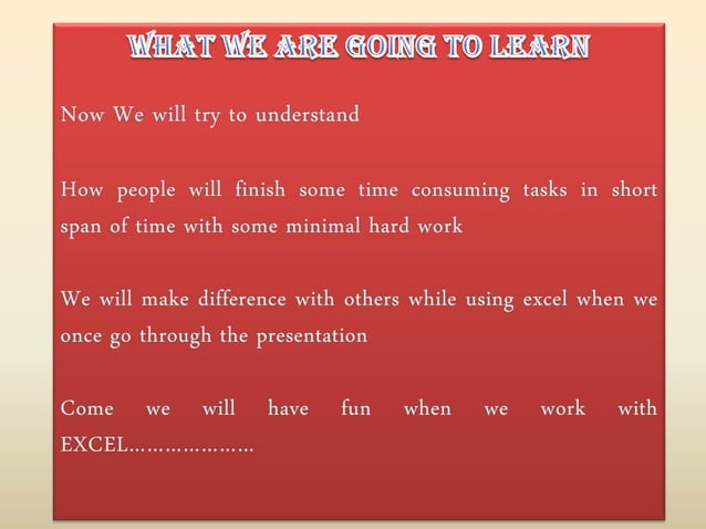 Learn Basic Excel options within 15 minutes | PPT