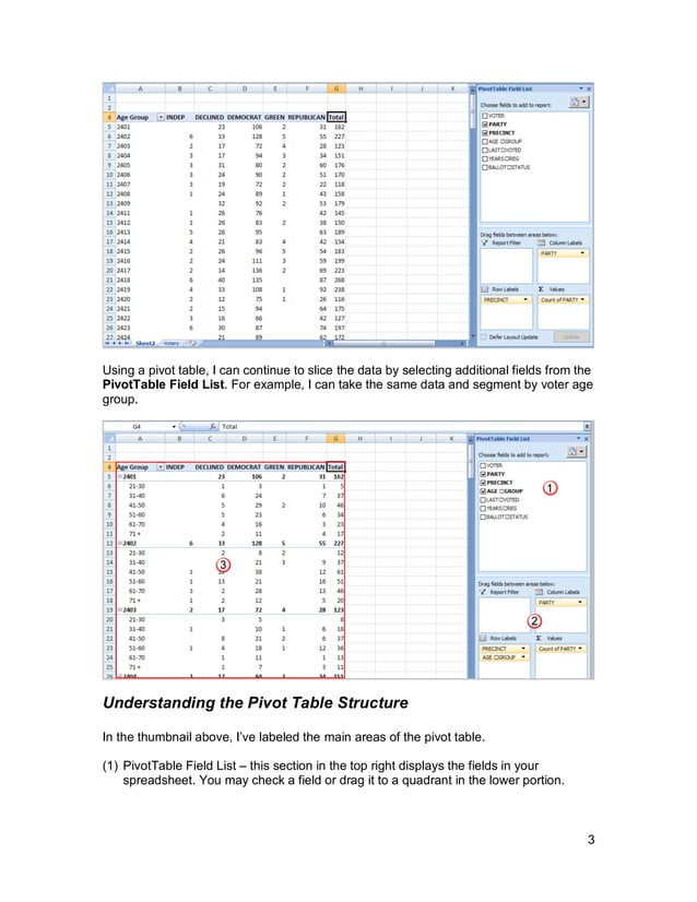 Excel pivot tables (1) | PDF