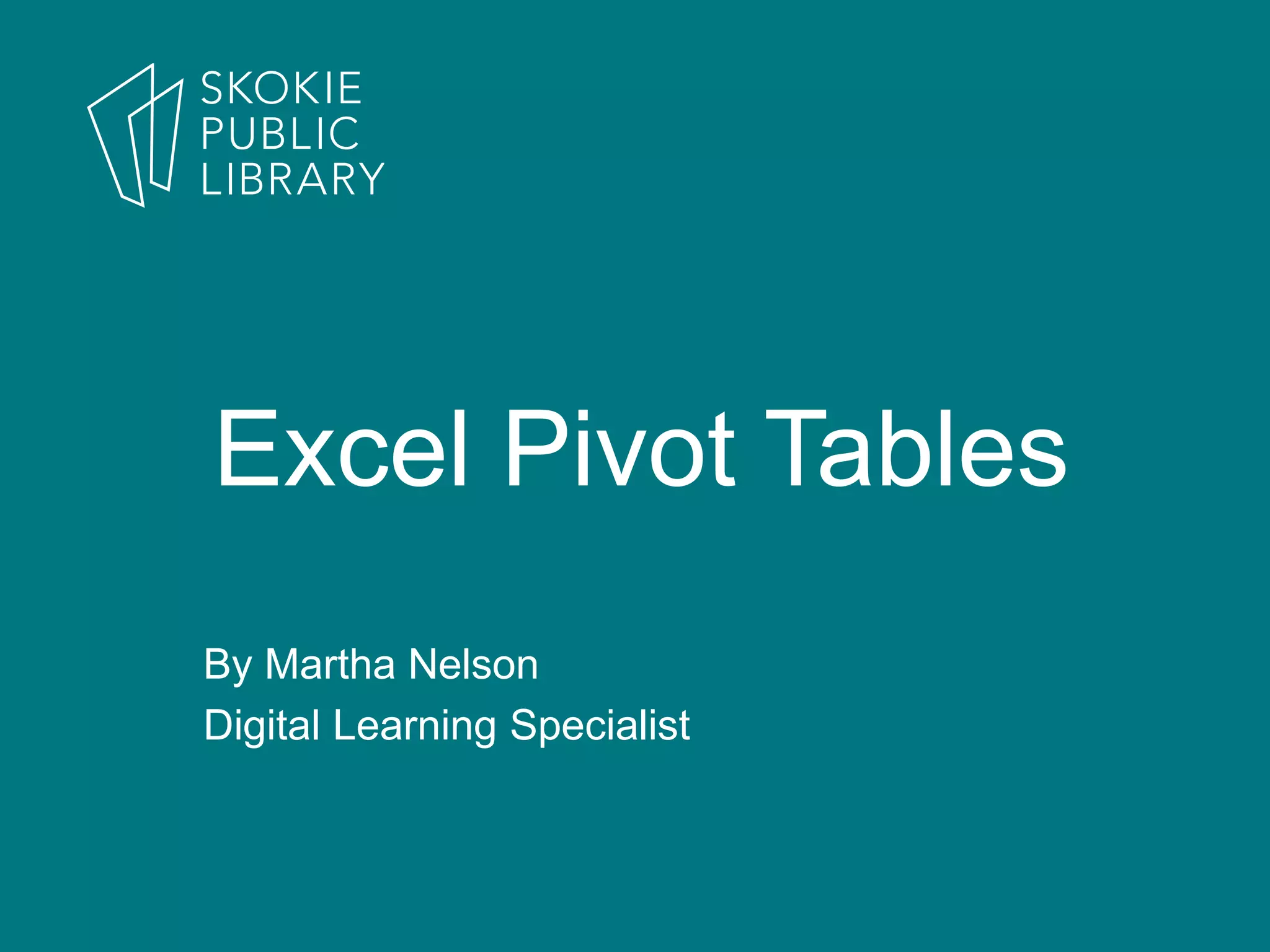 Excel Pivot Tables April 2016 Pptx