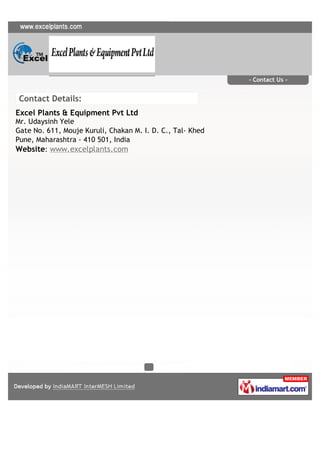 Excel Plants & Equipment Pvt Ltd, Pune, Dryers | PDF