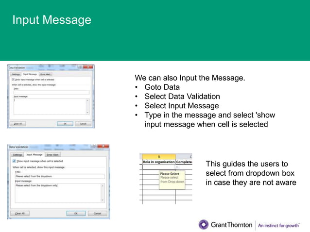 Excel presentation data validation | PPTX