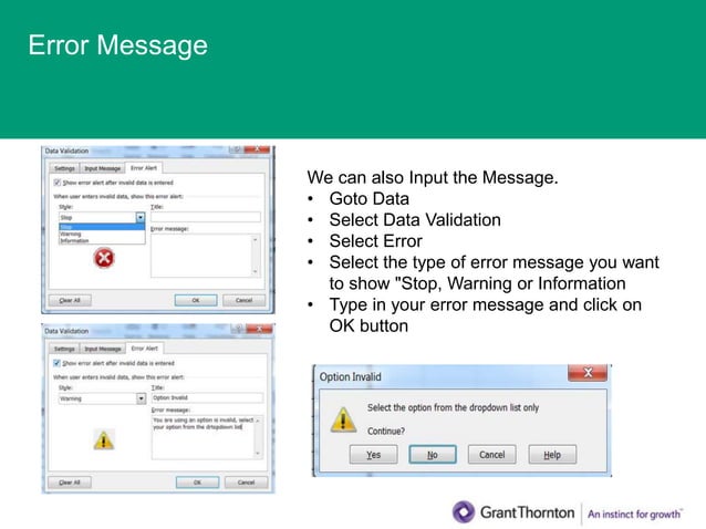 Excel presentation data validation | PPTX