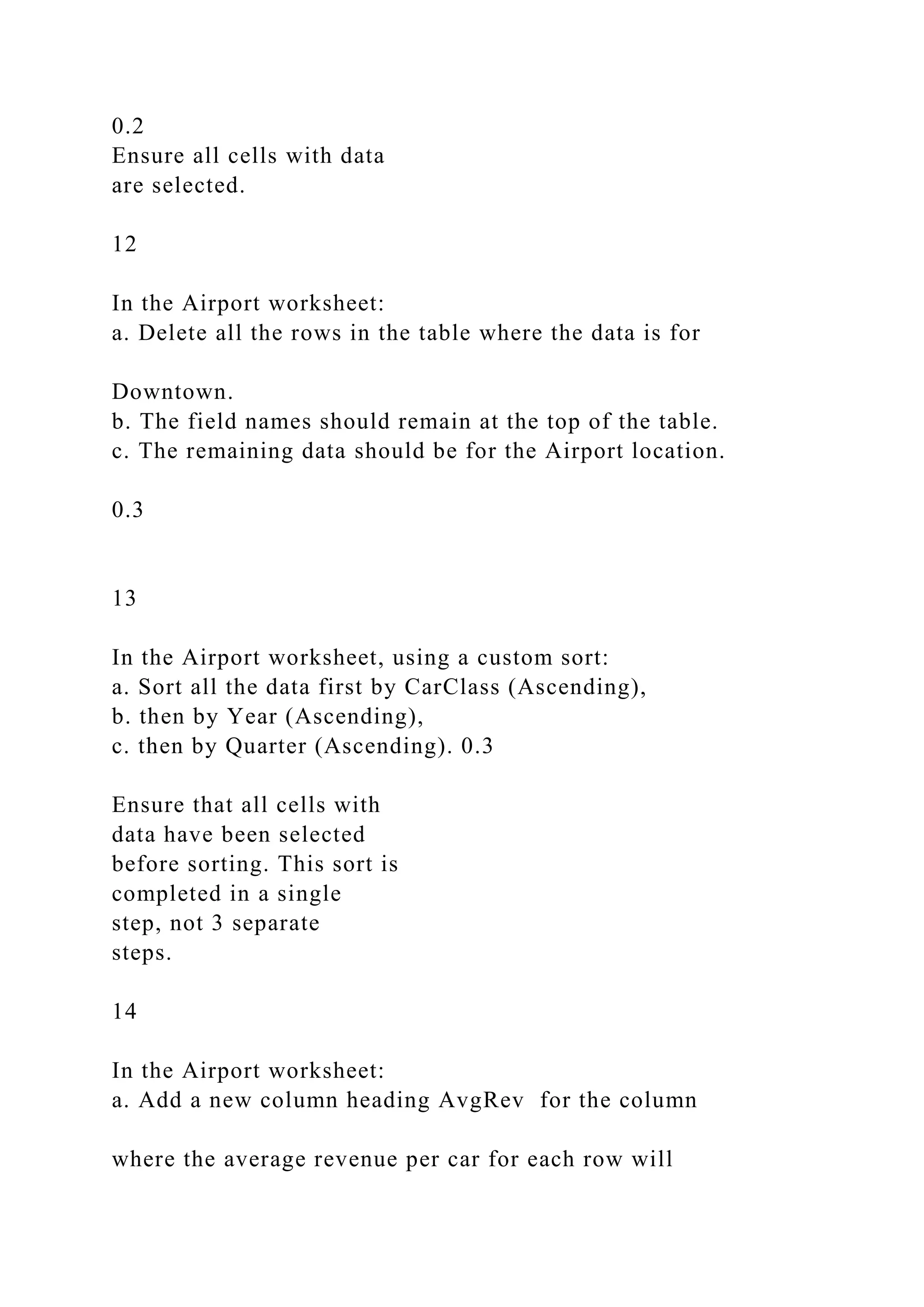 Excel Project 1 – MS Excel Use the project description HER.docx | Desktop Publishing | Computer ...