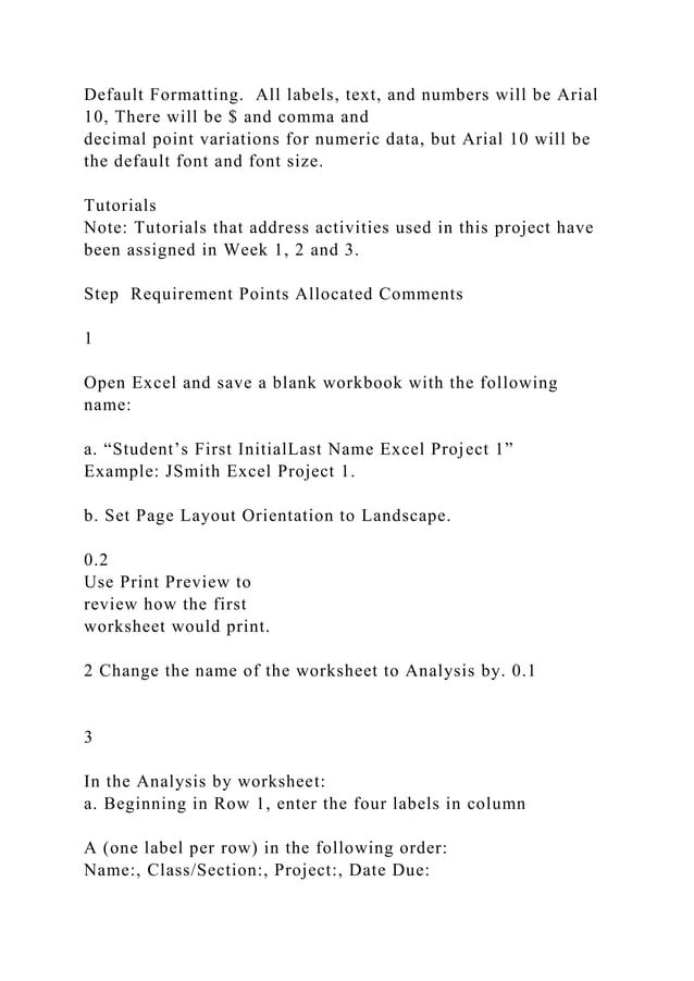 Excel Project 1 – MS Excel Use the project description HER.docx | Desktop Publishing | Computer ...