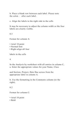 Excel Project 1 – MS Excel Use the project description HER.docx | Desktop Publishing | Computer ...