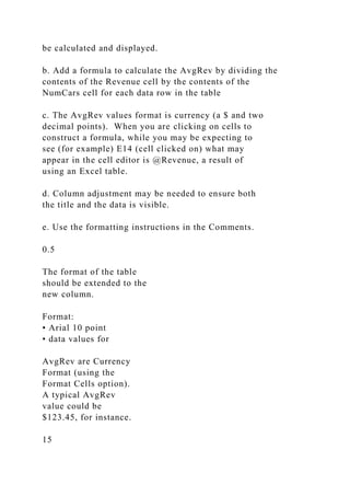 Excel Project 1 – MS Excel Use the project description HER.docx | Desktop Publishing | Computer ...