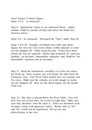 Excel Project 2 Check FiguresSteps 1-2-3 As instructedStep | DOCX