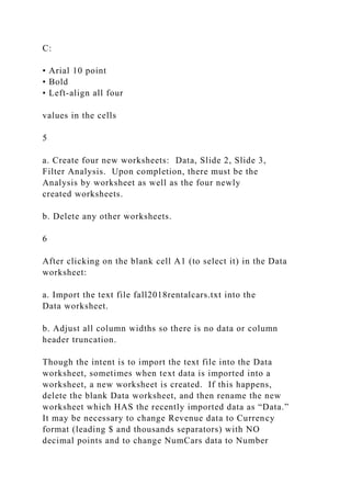 Excel Project 3 – MS Excel (Fall 2018) Use the project.docx