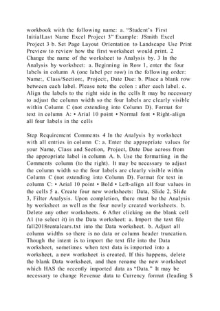 Excel Project 3 – MS Excel (Fall 2018)Use the project descriptio | PDF