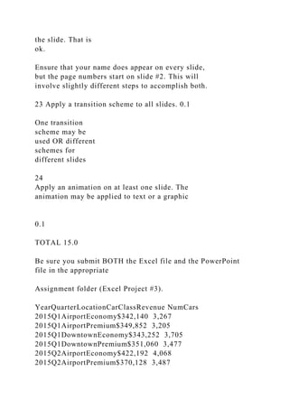 Excel Project 3 – MS Excel Use the project description H.docx | Auto Rentals | Automotive