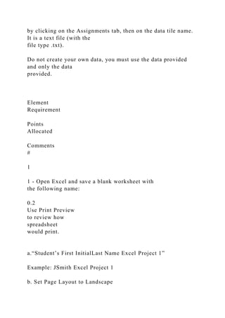 Excel Project 3 – MS Excel Use the project description H.docx