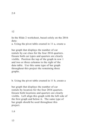 Excel Project 3 – MS Excel Use the project description H.docx | Auto Rentals | Automotive