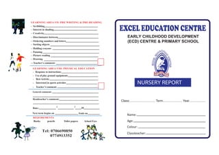 EXCEL REPORT nursery.pdf indicating performance of a candidate | PPT
