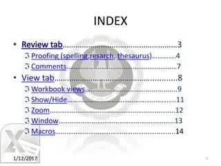 Excel review nd view tab | PPTX