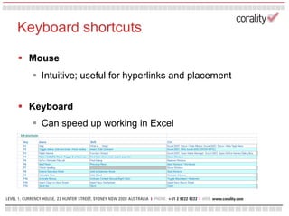 Corality - Excel secrets and shortcuts | PDF