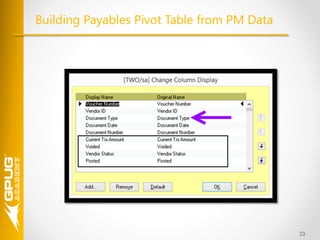 GPUG Academy - Microsoft Excel & Microsoft Dynamics GP Payables ...