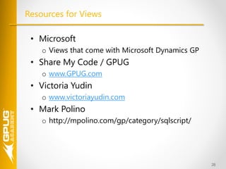 GPUG Academy - Microsoft Excel & Microsoft Dynamics GP Payables Management (May 2014) | PPT