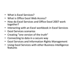 UBS Tech Talk:Excel Services | PPTX | Internet | Computing
