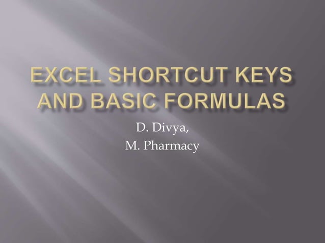 Excel shortcut keys and formulas | PPTX