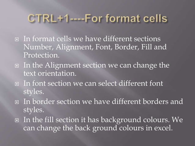 Excel shortcut keys and formulas | PPTX