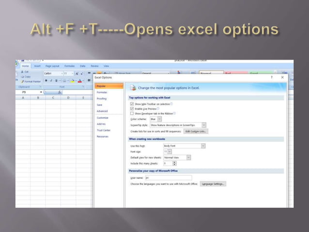 Excel shortcut keys and formulas | PPTX