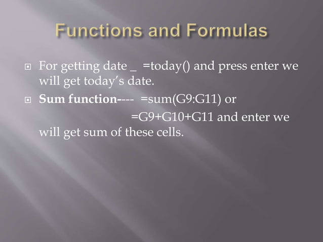 Excel shortcut keys and formulas | PPTX