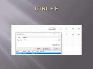 Excel shortcut keys and formulas | PPTX